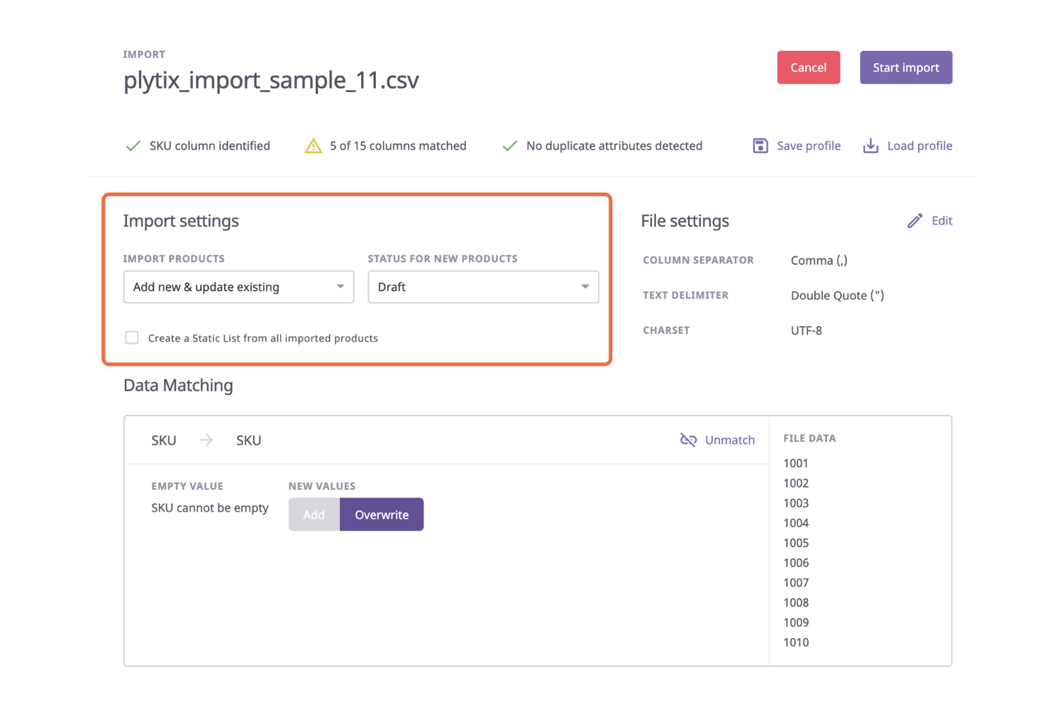 Importing Product Data