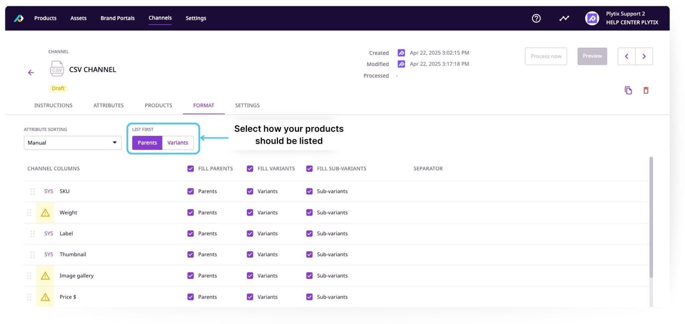 Defining Output Format For CSV and XLSX Channels