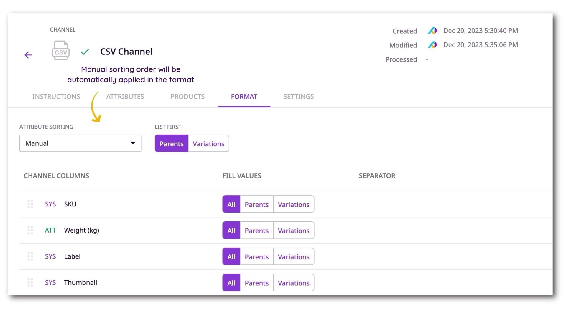 Uploading a CSV template into your CSV or XML Channel