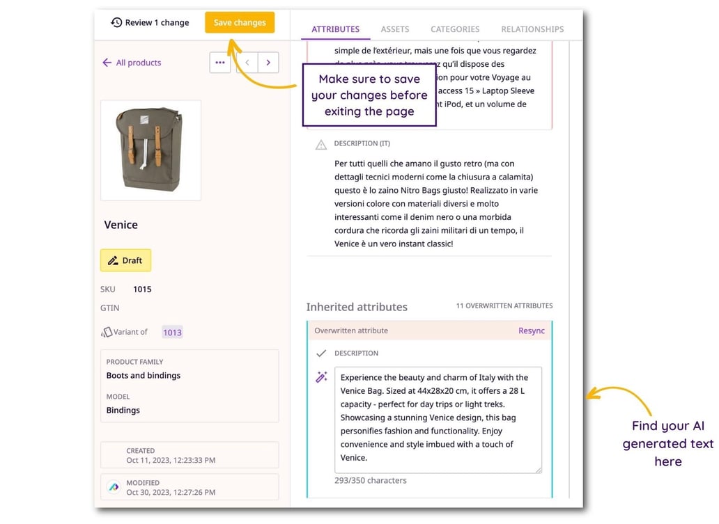 Using the AI Autofill Feature for Text Attributes