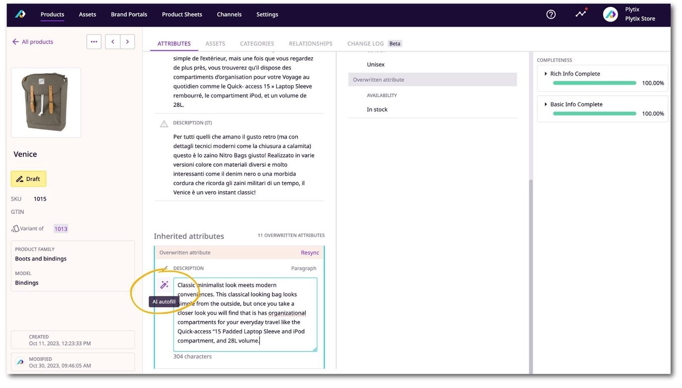 Using the AI Autofill Feature for Text Attributes