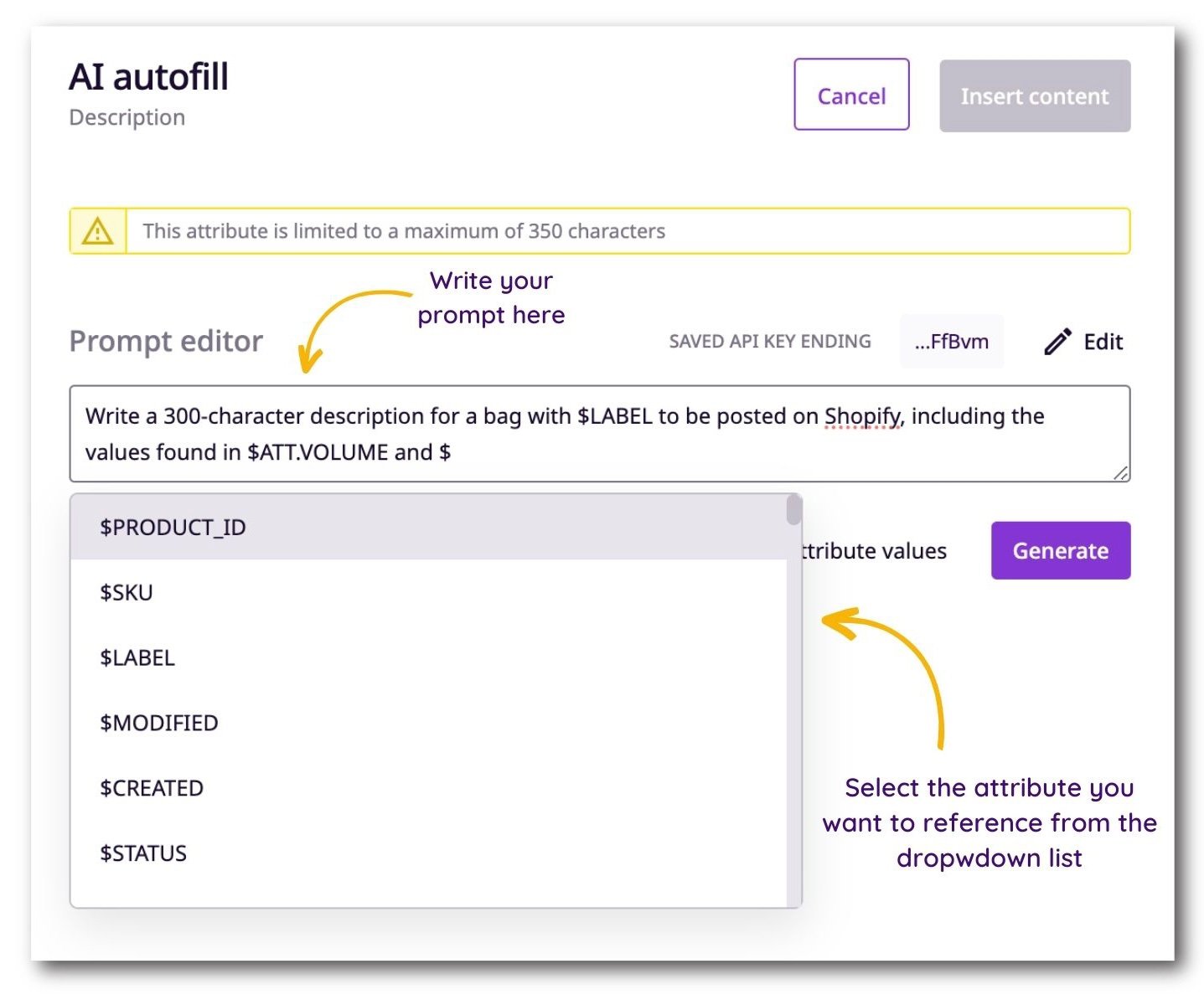 Using the AI Autofill Feature for Text Attributes