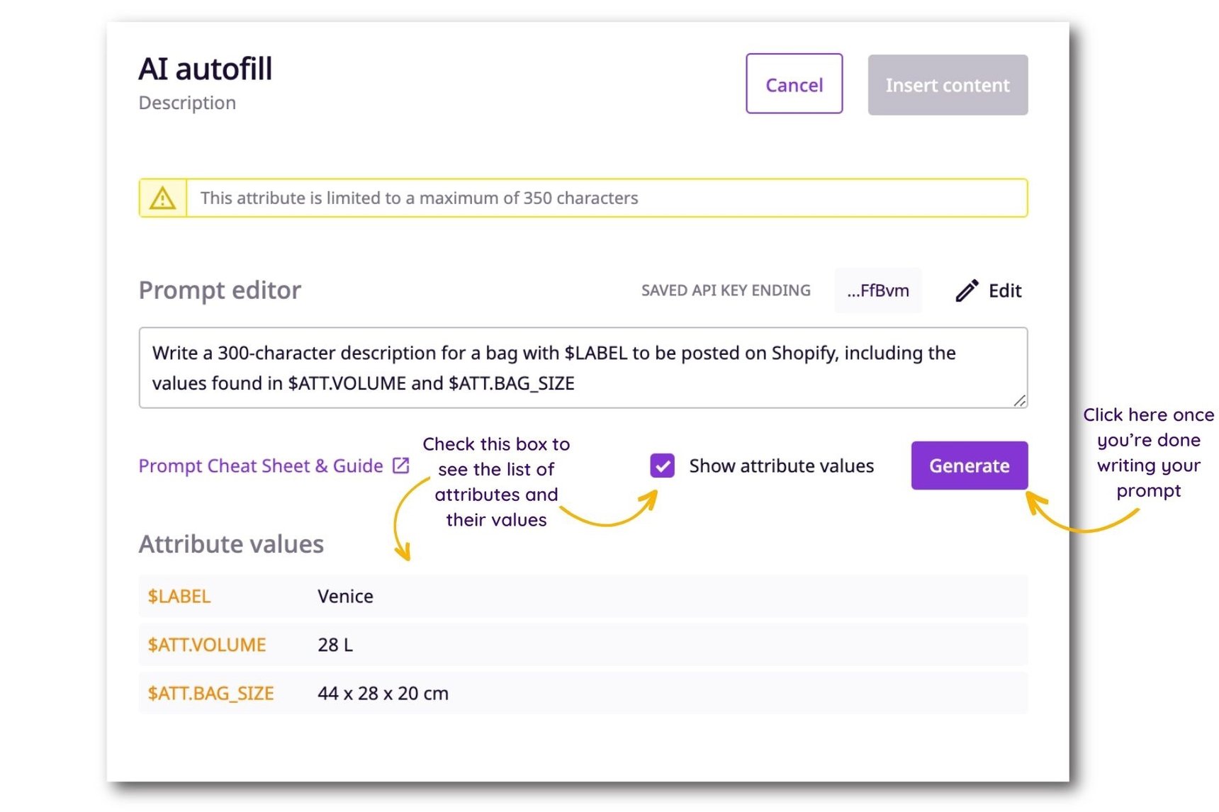Using the AI Autofill Feature for Text Attributes