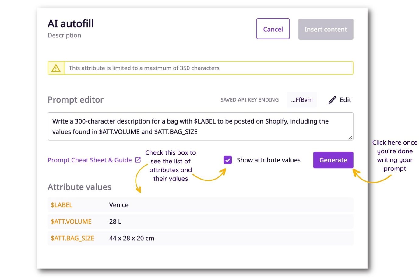 Using the AI Autofill Feature for Text Attributes