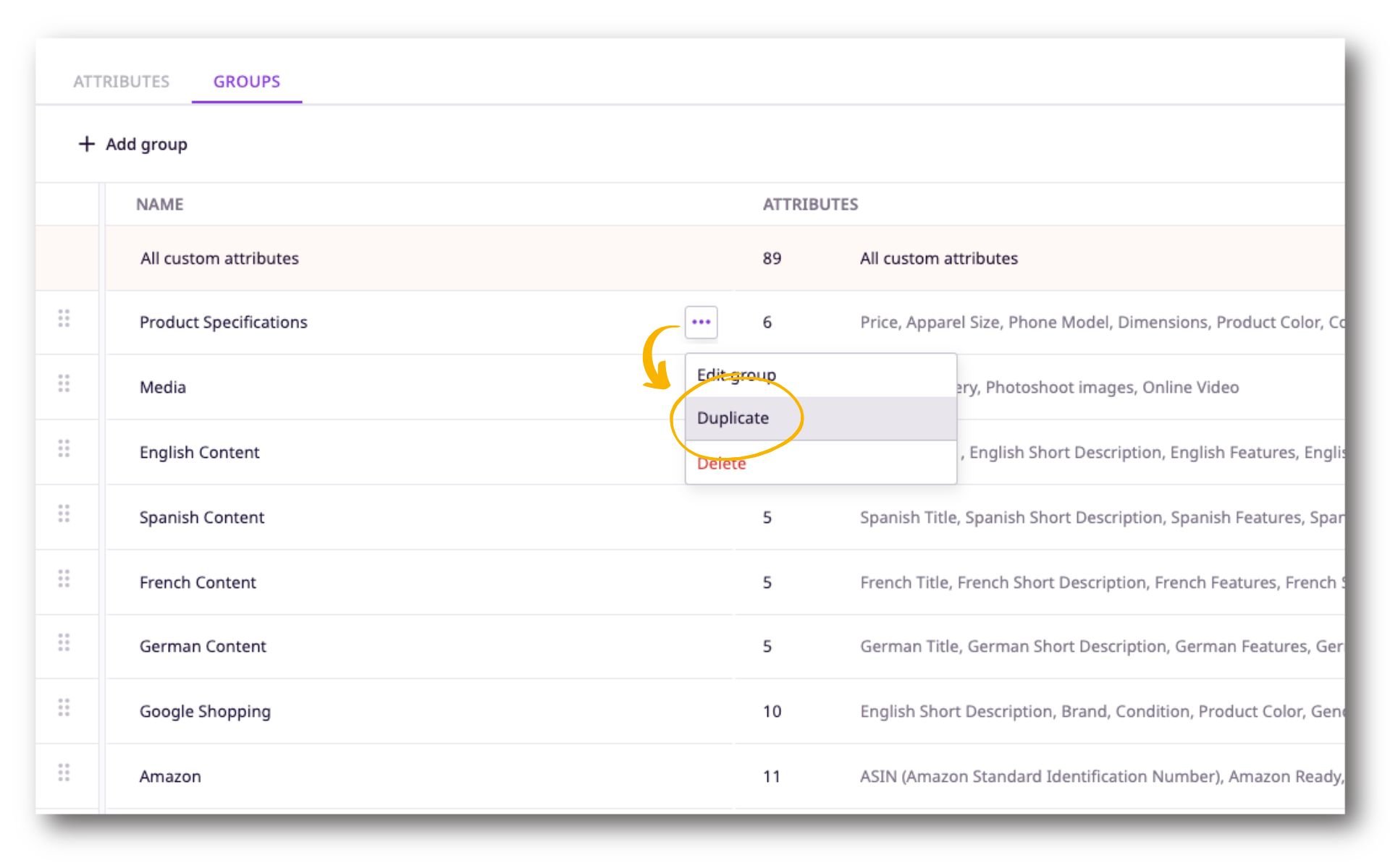 Creating and Managing Product Attribute Groups