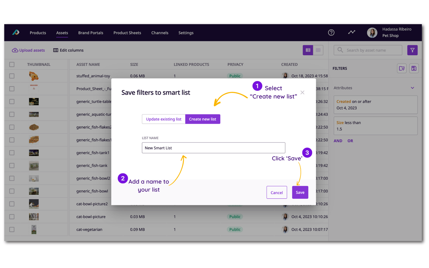 Working with Asset Lists