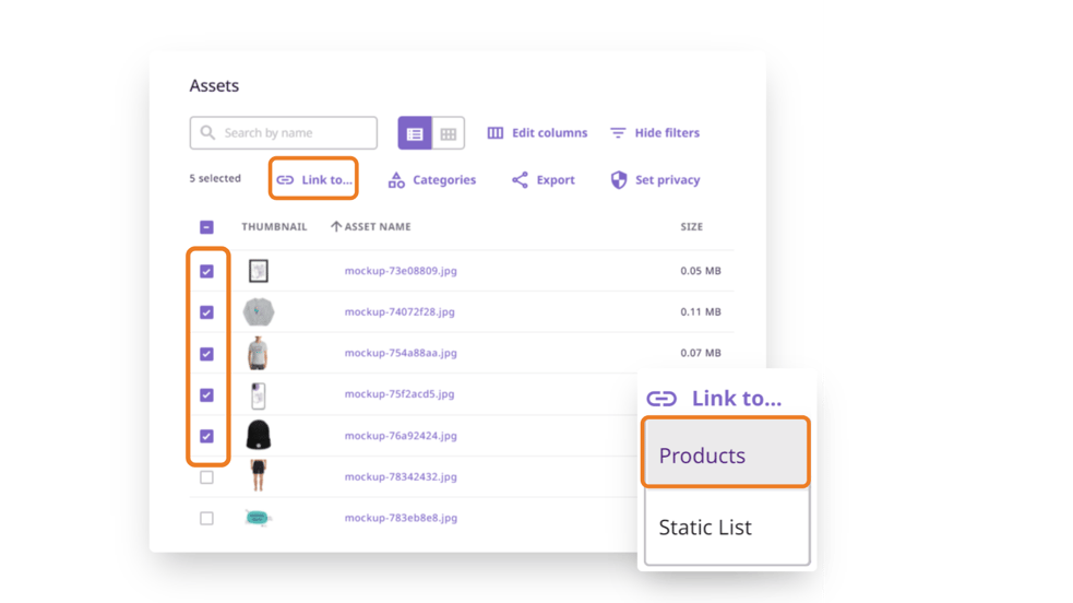 Linking and Unlinking Assets with Products Manually