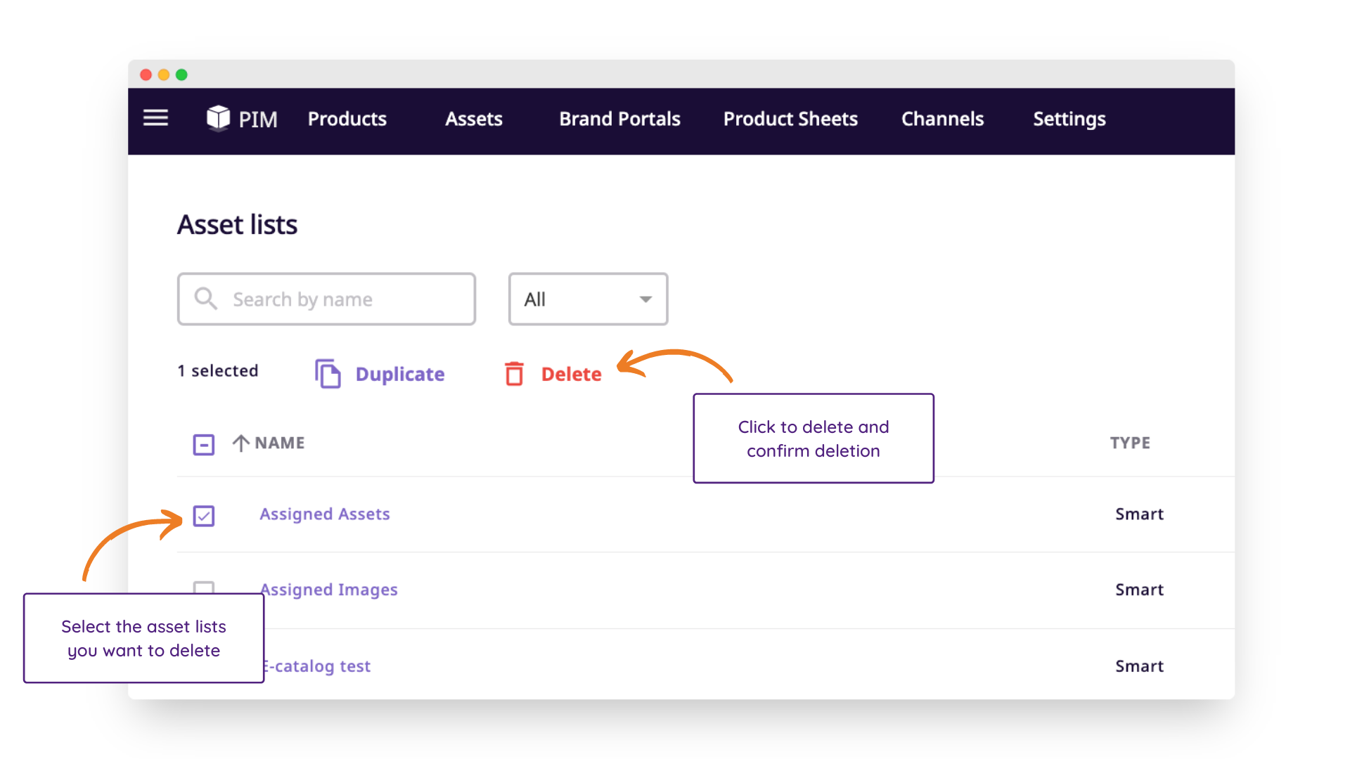Working with Asset Lists